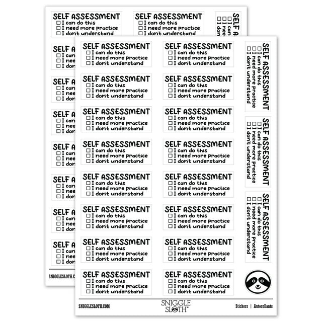 Self Assessment Teacher Student School Sticker Set - White - Gloss ...