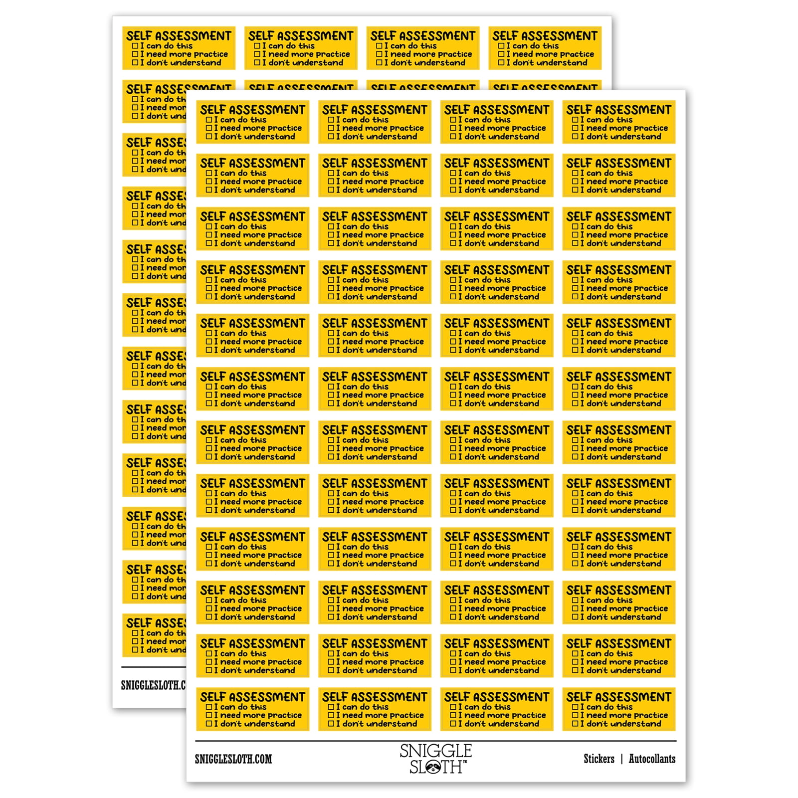 Self Assessment Teacher Student School Sticker Set - Yellow - Gloss ...