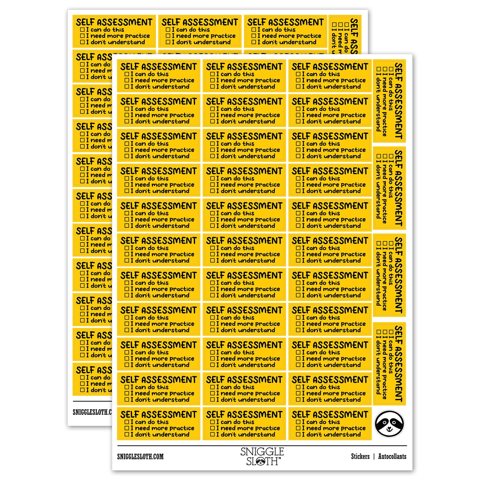 Self Assessment Teacher Student School Sticker Set - Yellow - Gloss ...