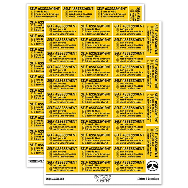 Self Assessment Teacher Student School Sticker Set - Yellow - Gloss ...