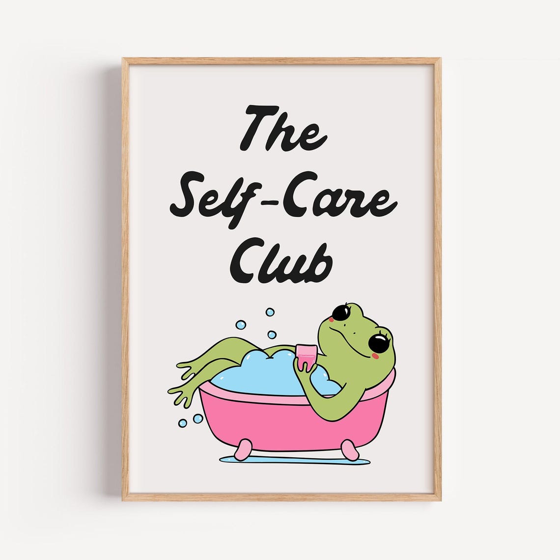 The Self-Care Club Frog Print, Funny Mental Health Wall Art, Wholesome ...