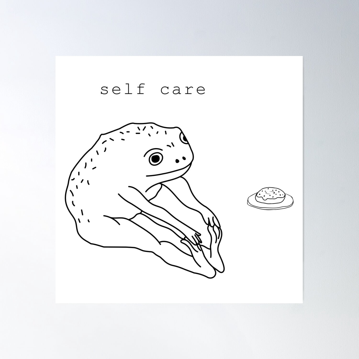 Self Care Frog With A Donut Poster Wall Art, Modern Wall Decor, 24x24 ...