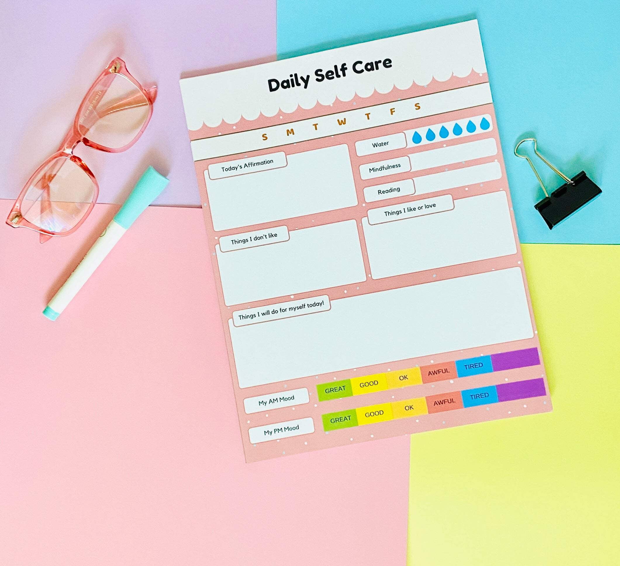 Self Care Pastel Jumbo Stationery Notepad - Walmart.com