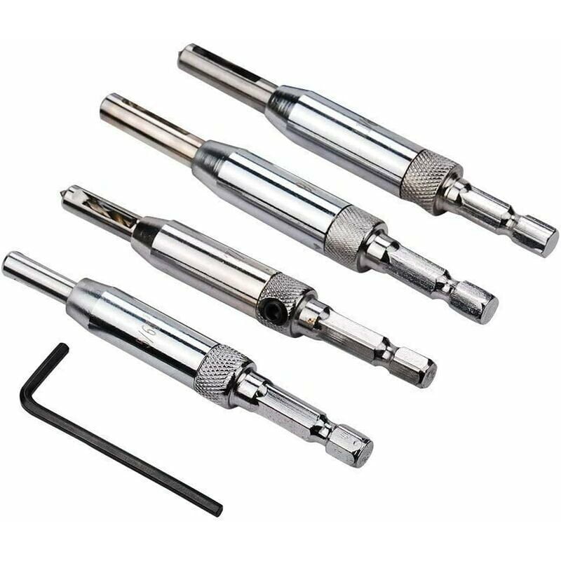 Self-Centering Drill Bit - Set of 4 HSS carpentry tools centering ...