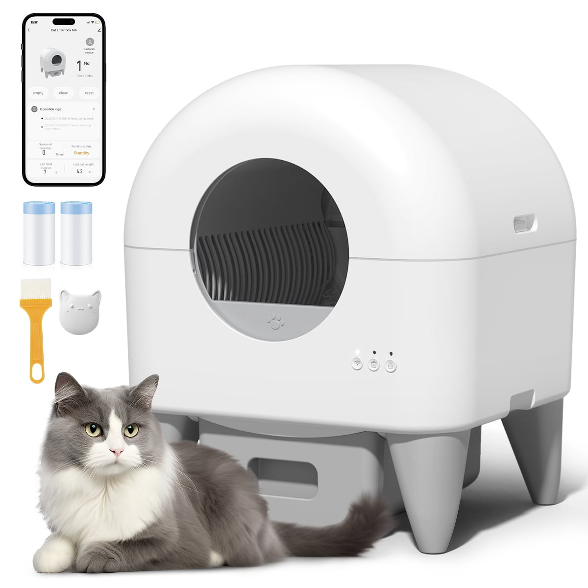Self-Cleaning Cat Litter Box, App Controlled, with Safety Sensor ...