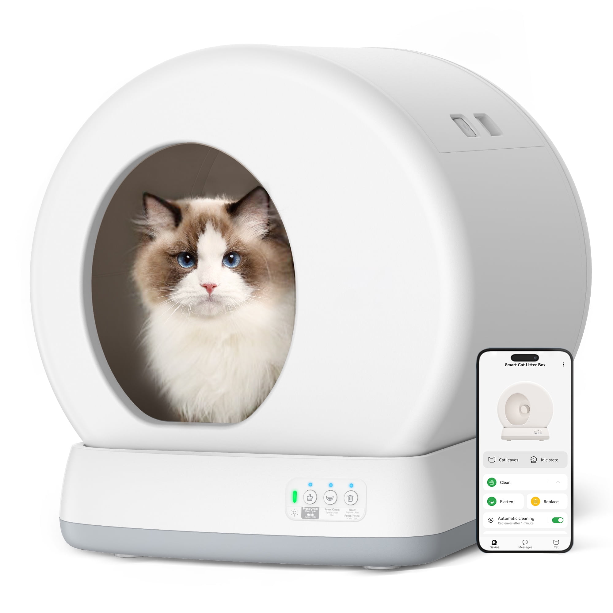 Osoeri Automatic Self-Cleaning Cat Litter Box, Large Space, APP Control ...
