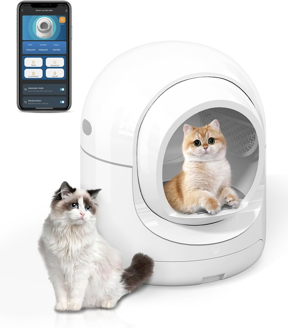 Self-Cleaning Cat Litter Box, Extra Large Open Automatic Cat Litter Box ...