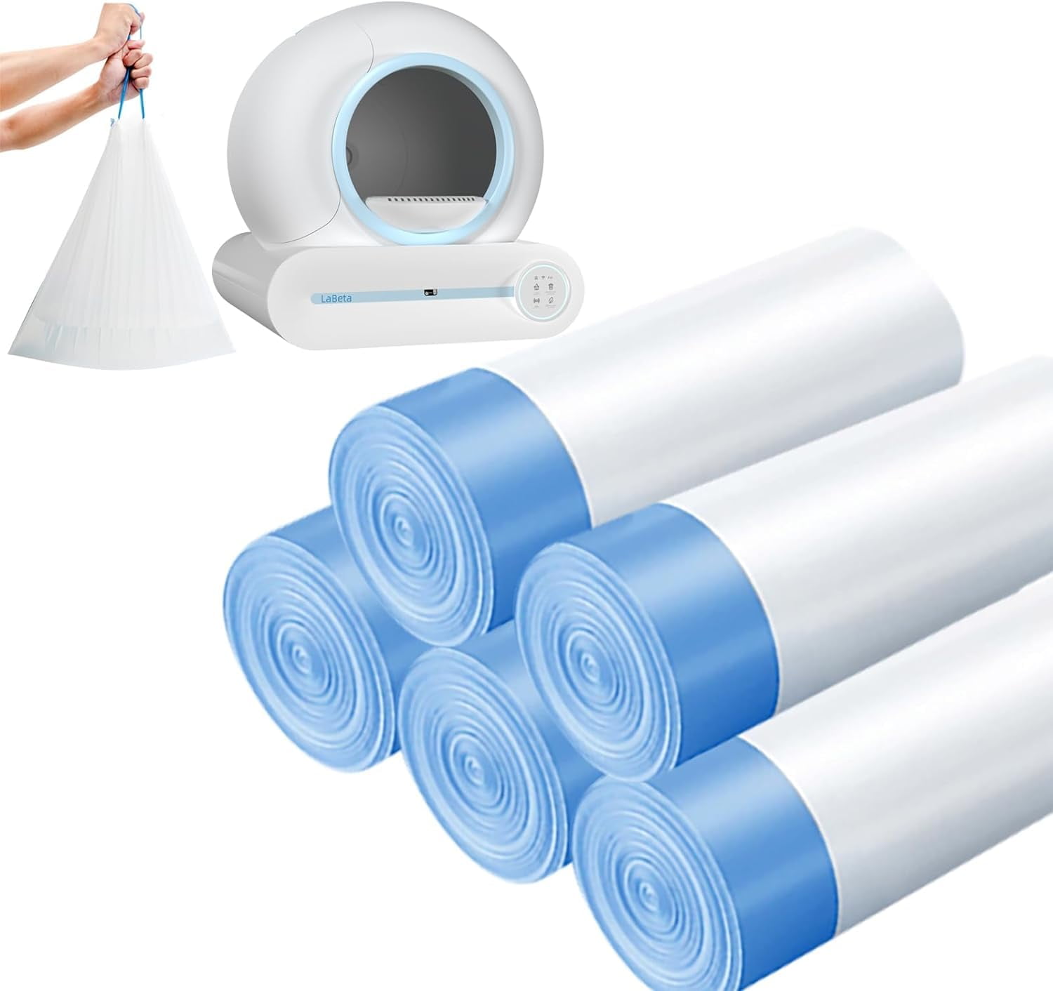 Self Cleaning Cat Litter Box Liners-5 Rolls (75 Counts), 17.52 x 18.3 ...
