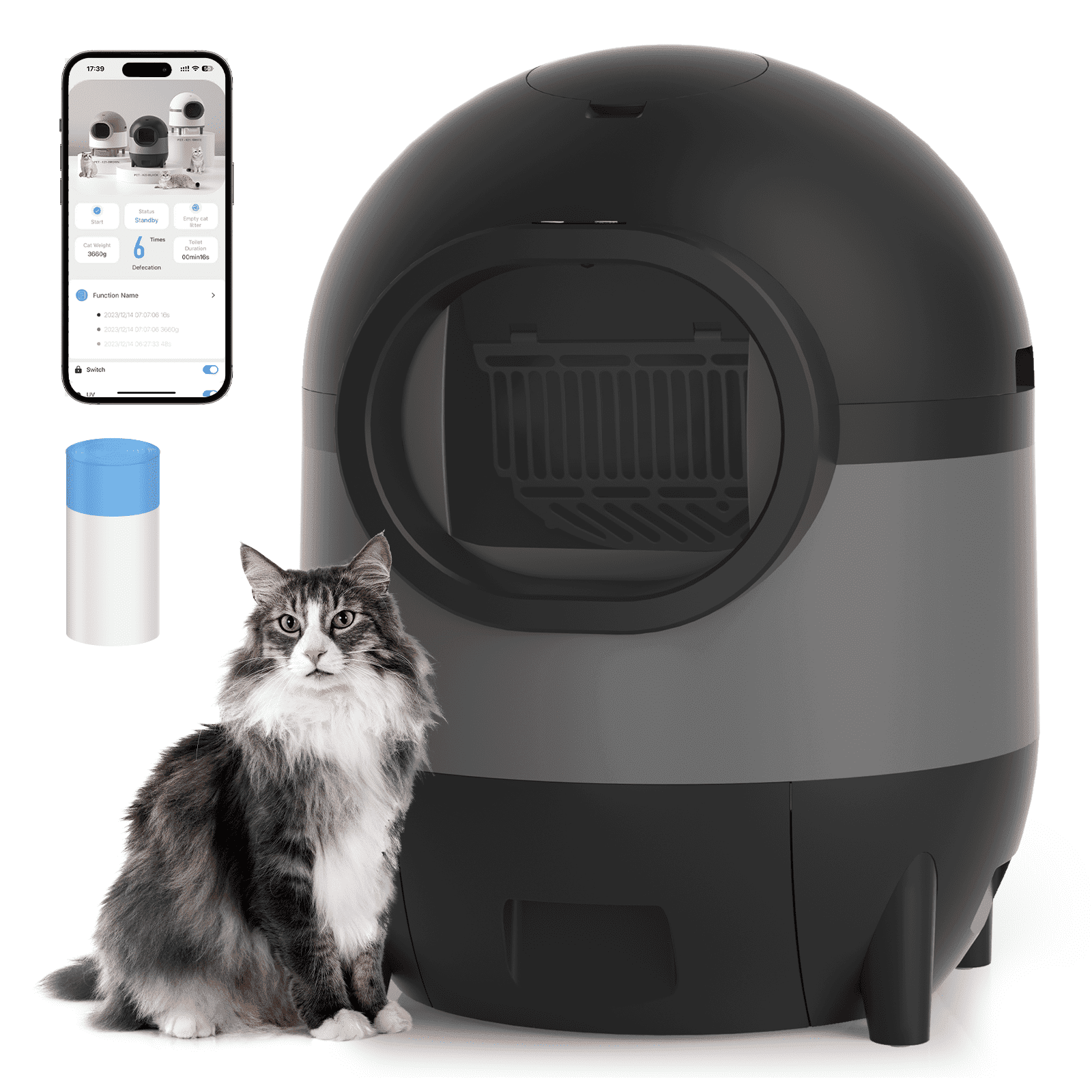 REDSASA Automatic Self-Cleaning Cat Litter Box 2.4G WiFi APP Control ...