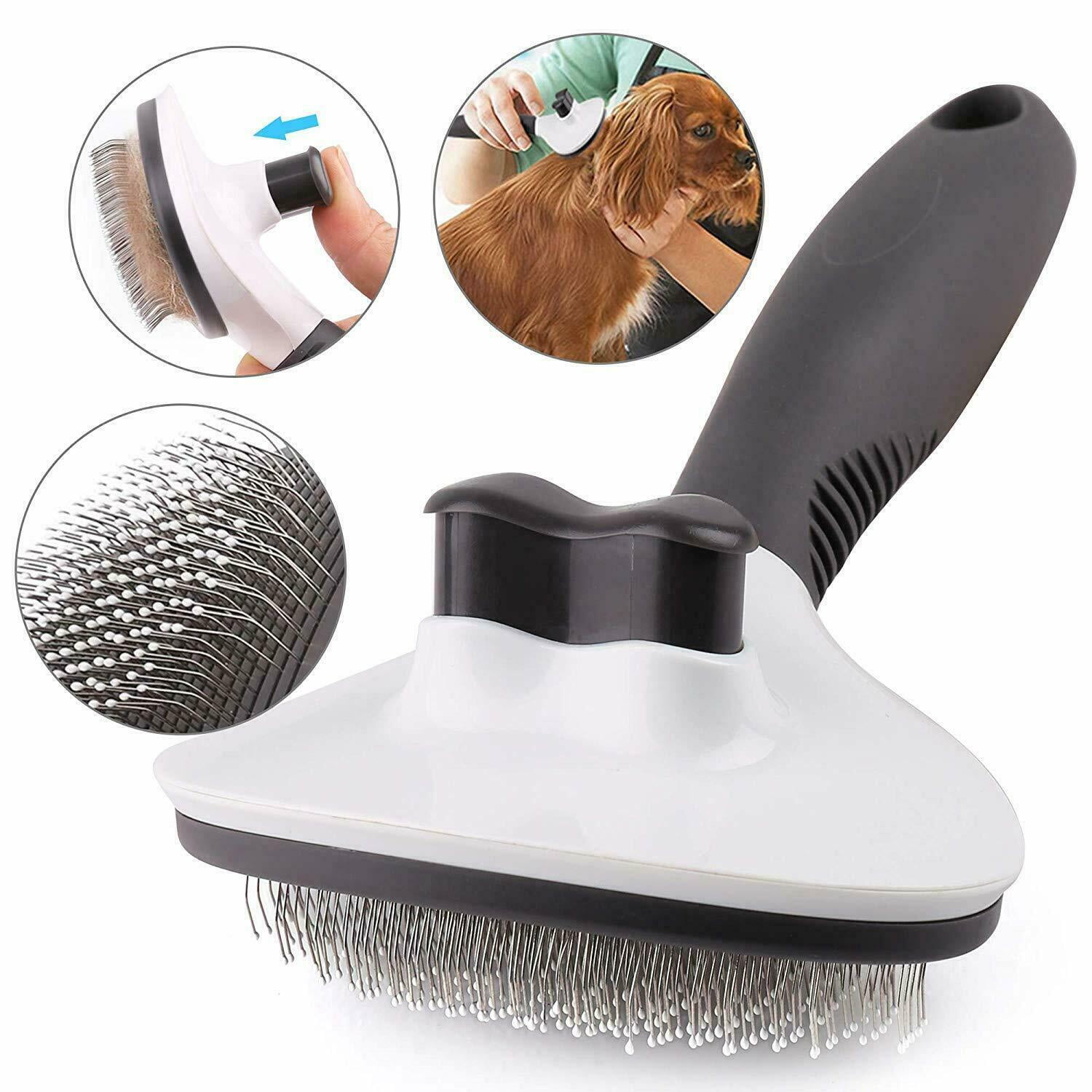 Self Cleaning Dog Cat Slicker Brush Grooming Undercoat Comb Shedding ...