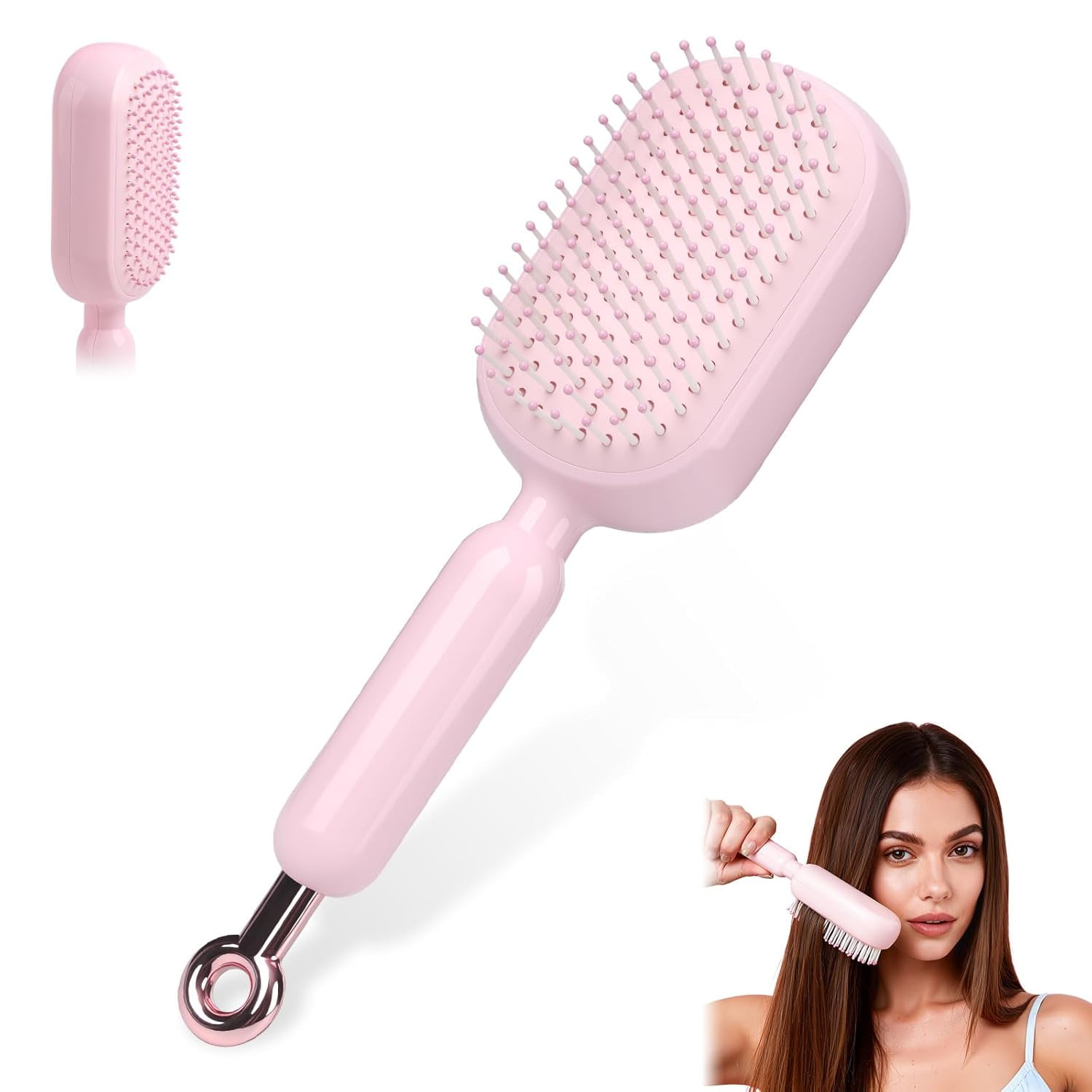 Self Cleaning Hair Brush, 2026 Upgrade Retractable Cushion Massage Comb ...