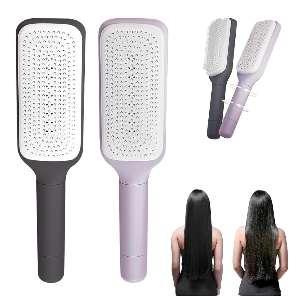 Self Cleaning Hair Brushes, Retractable Hair Brush, Easy Clean Hair ...