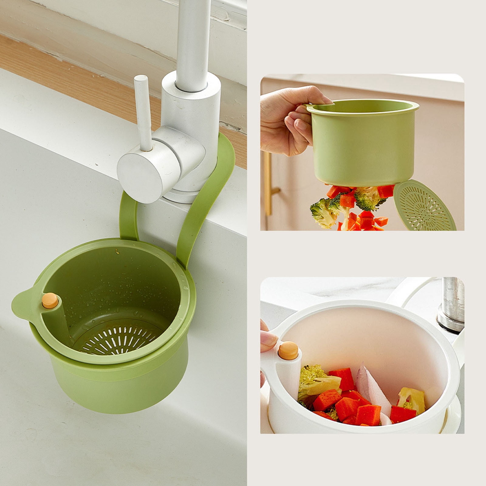 Self-Cleaning Kitchen Strainer, Hanging Food Waste Collector with ...