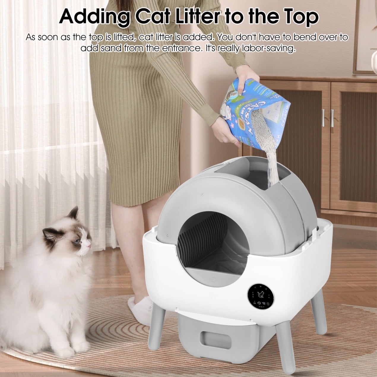 Self Cleaning Litter Box - 2.2lb-23lb Cat Can Use, 100L Automatic Cat ...