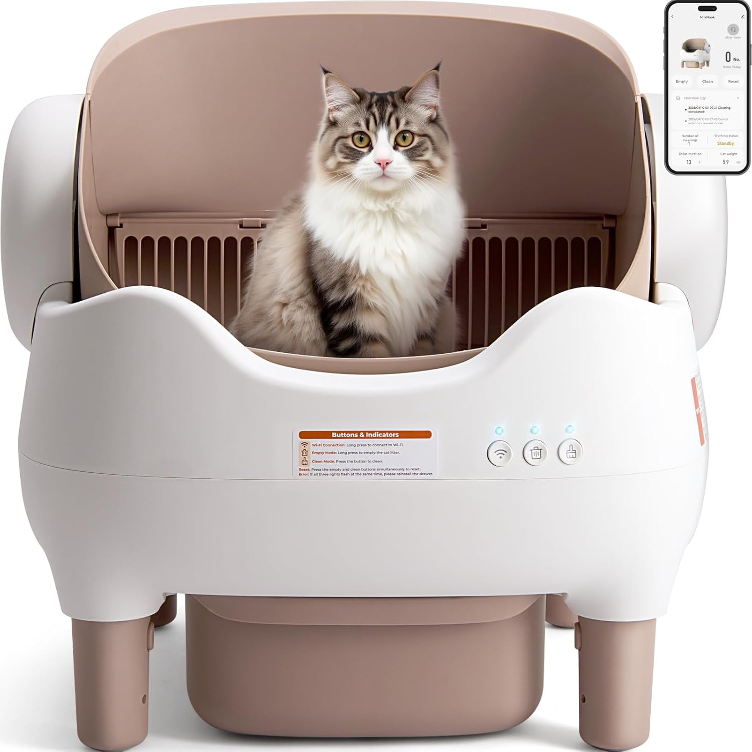 Self Cleaning Litter Box Automatic Cat Litter Box with APP Control Odor ...