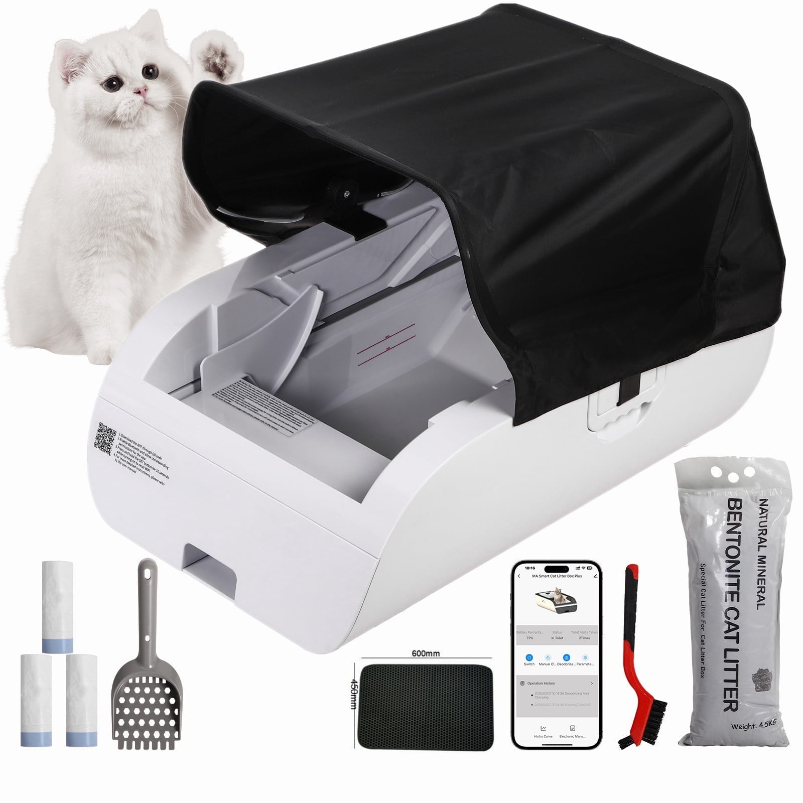 TAKOYI Self-Cleaning Litter Box,Smart Cat Litter Box Wide Opening for ...