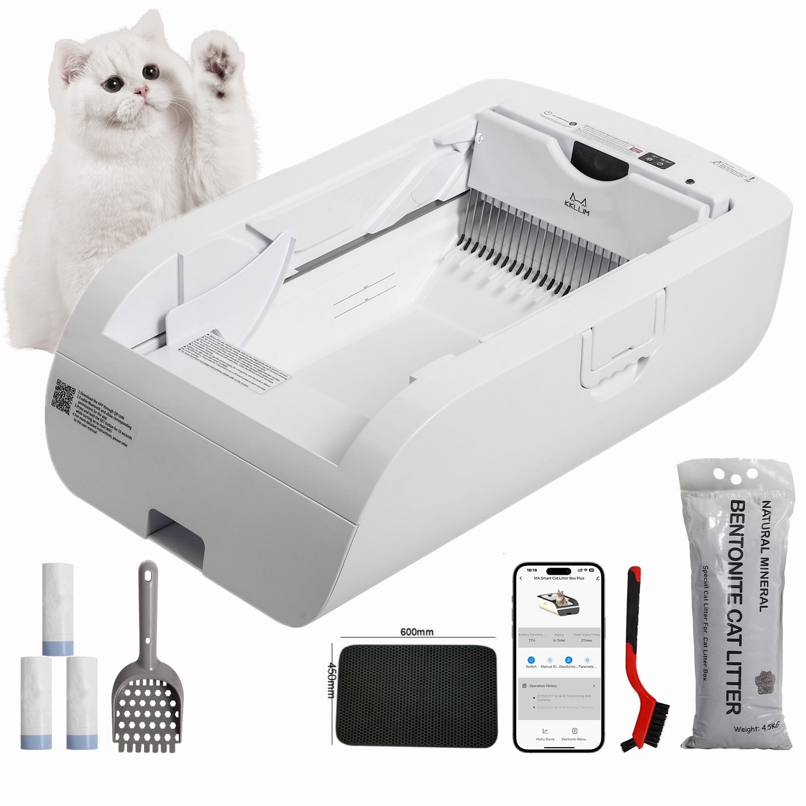 Self-Cleaning Litter Box,Smart Cat Litter Box Wide Opening for All ...