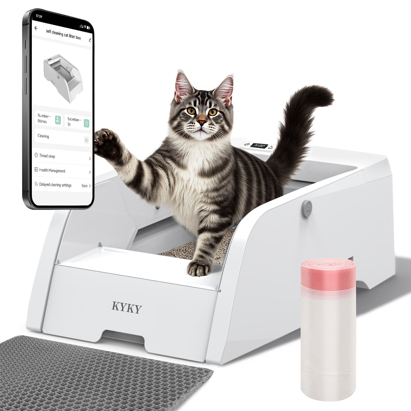 Self Cleaning Litter Box, Upgraded Automatic Cat Litter Box Self ...