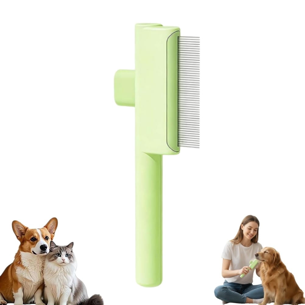 Self Cleaning Pet Comb One Click Release Button Stainless Steel Round ...