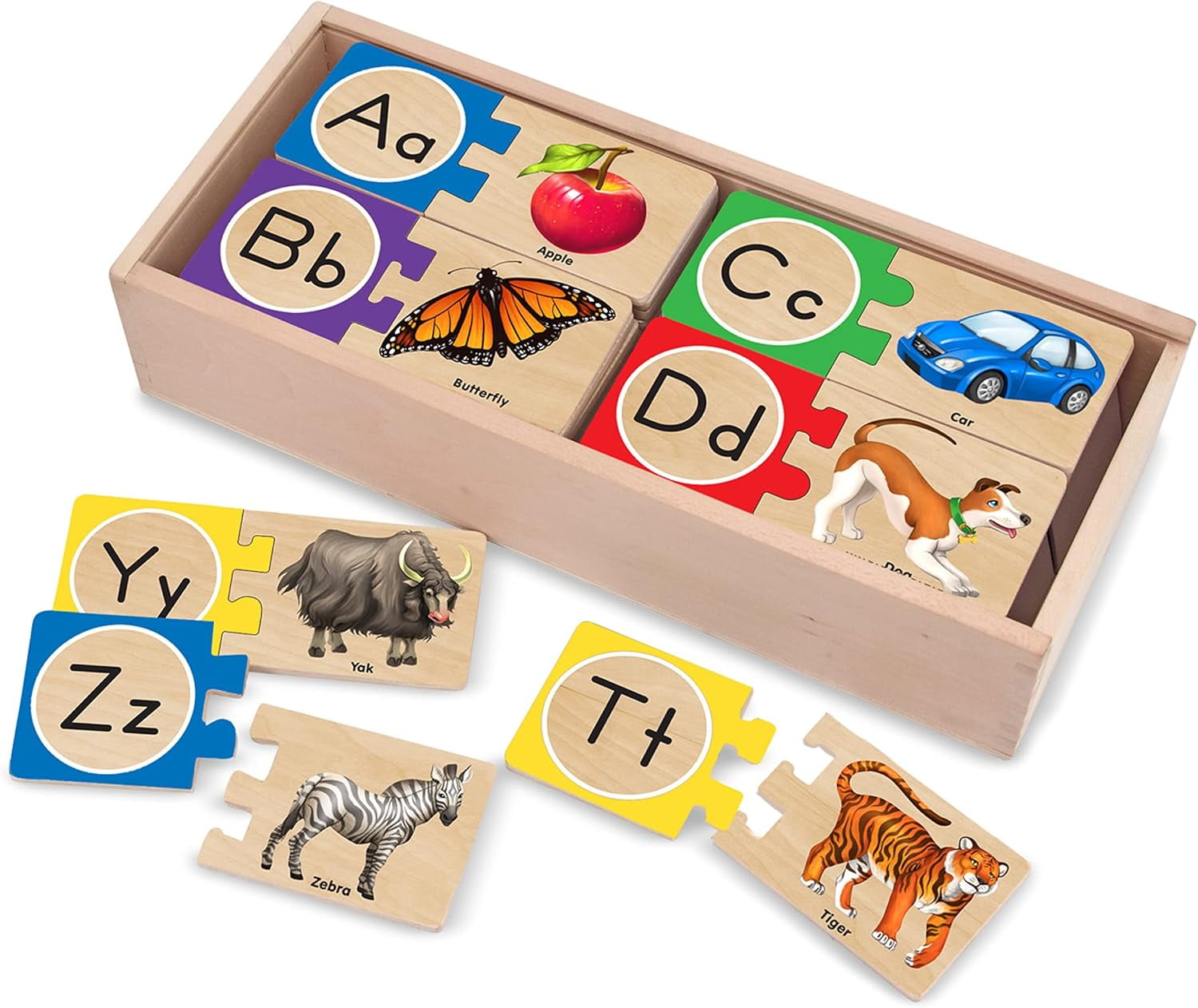 Self-Correcting Alphabet Wooden Puzzles With Storage Box (52 pcs ...