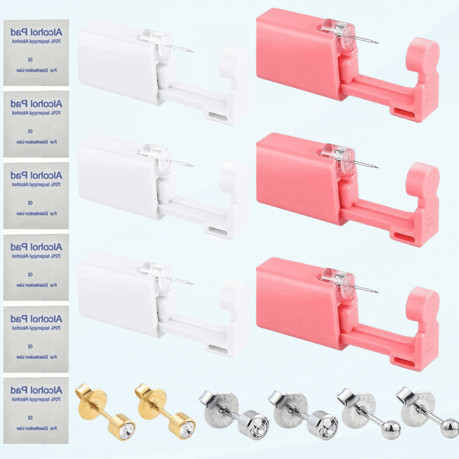 Self Disposable Ear Piercing Gun Kit, 6 Pack Self Ear Piercing Set ...