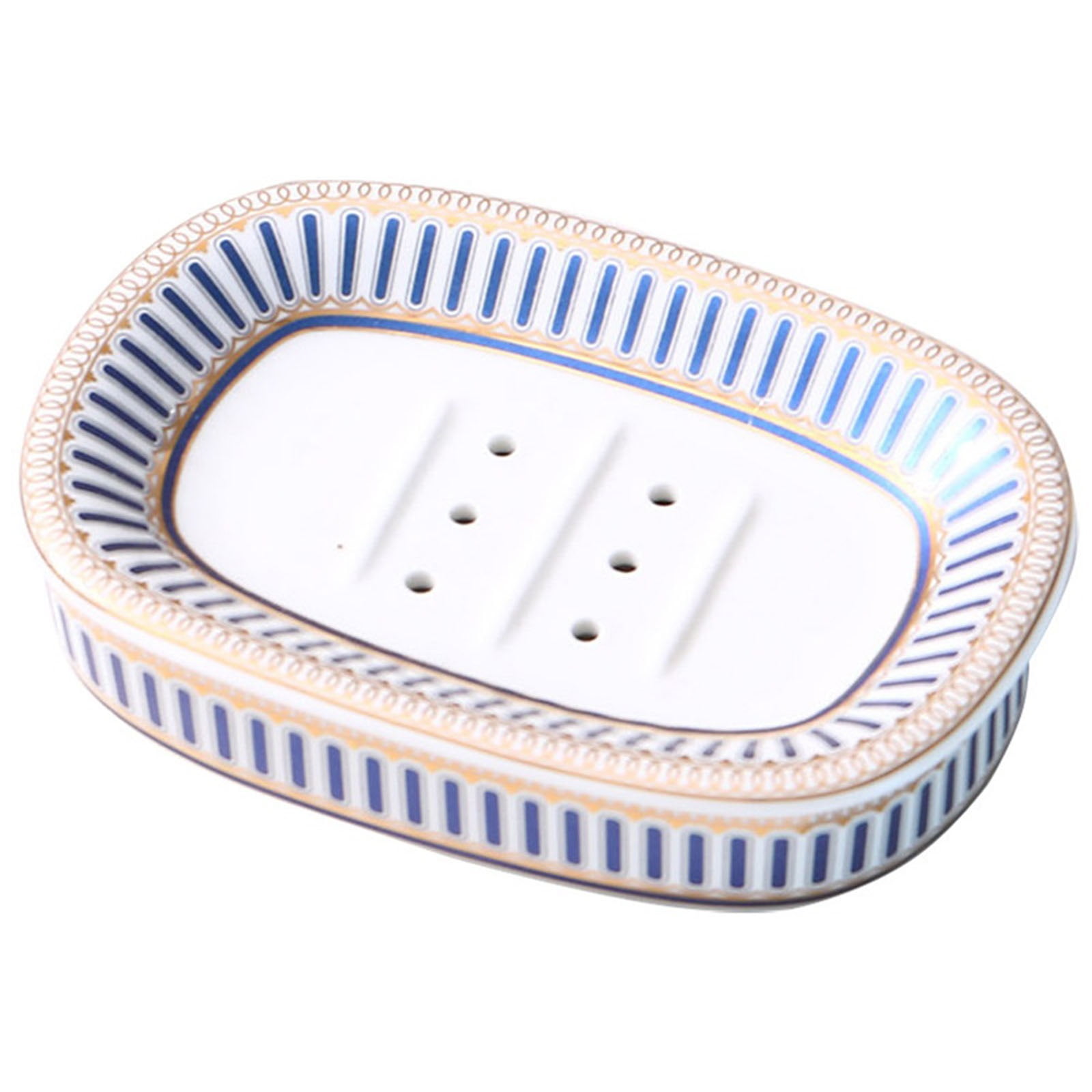 Self Draining Ceramic Soap Dish, Double-layer Bar Soap Tray with ...