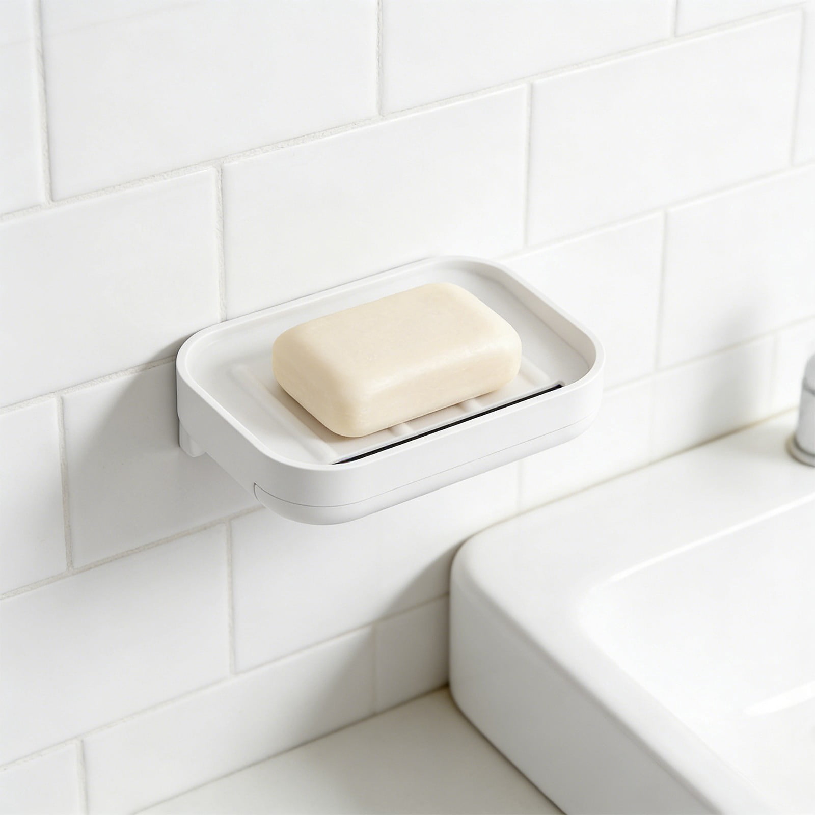 Self Draining Soap Dish,No Drill Wall Mounted Soap Dish,Self Adhesive ...