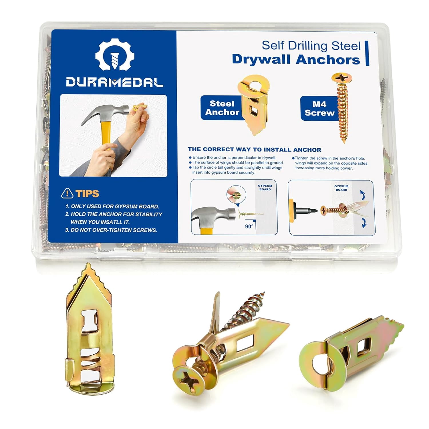 Self Drilling Drywall Anchors with Screws Kit - 200 Pcs Heavy Duty ...