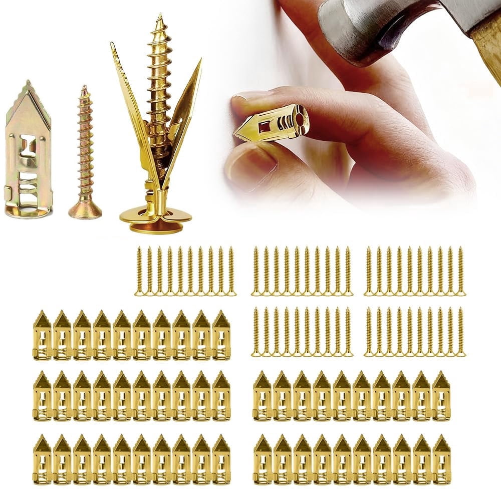 Self Drilling Metal Drywall Grip Anchors and Screws Set, Heavy Duty No ...