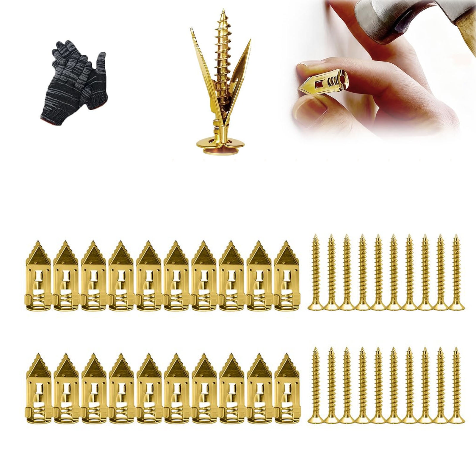 Self Drilling Metal Drywall Grip Anchors and Screws Set, Heavy Duty No ...