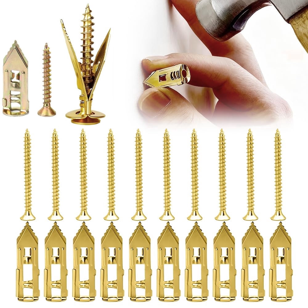 Self Drilling Metal Drywall Grip Anchors and Screws Set, Heavy Duty No ...