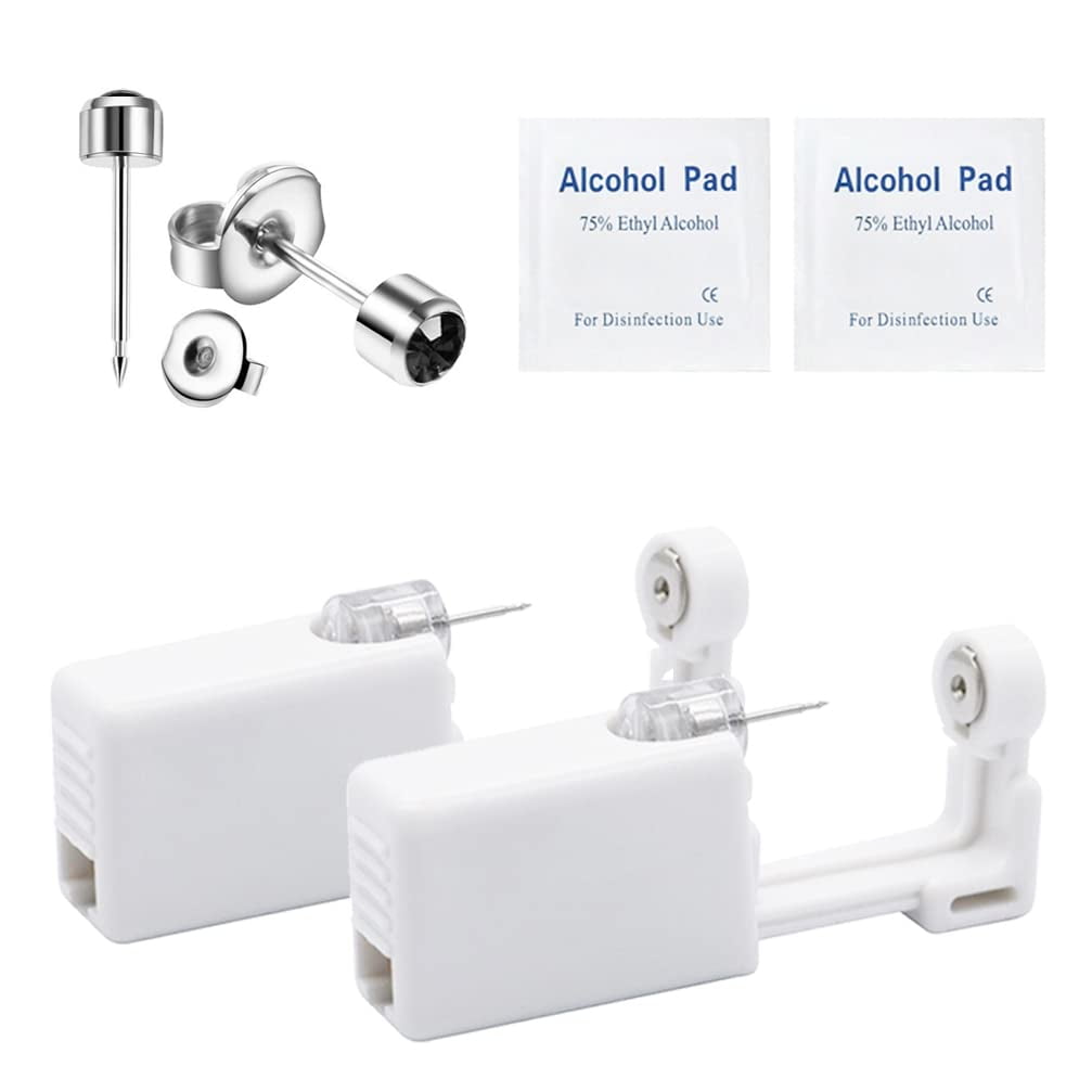 Self Ear Piercing Kits – 2 Pack Self Ear Piercing Gun, Disposable Ear ...