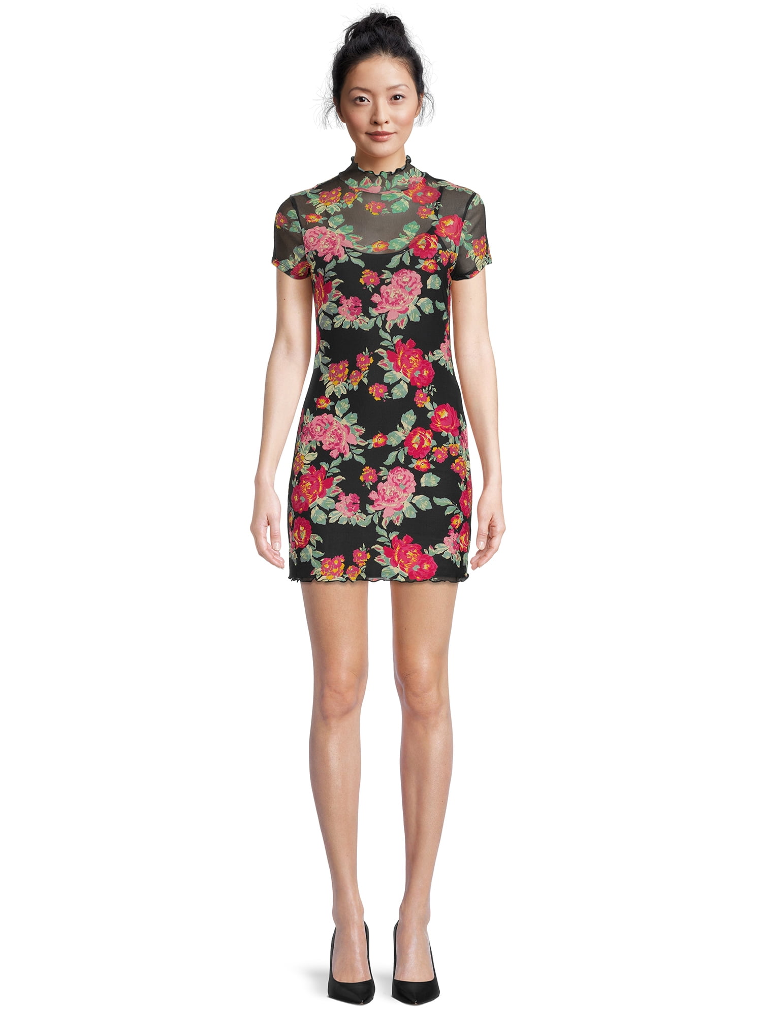 Self Esteem Mesh Mini Dress 2-Piece Set - Walmart.com