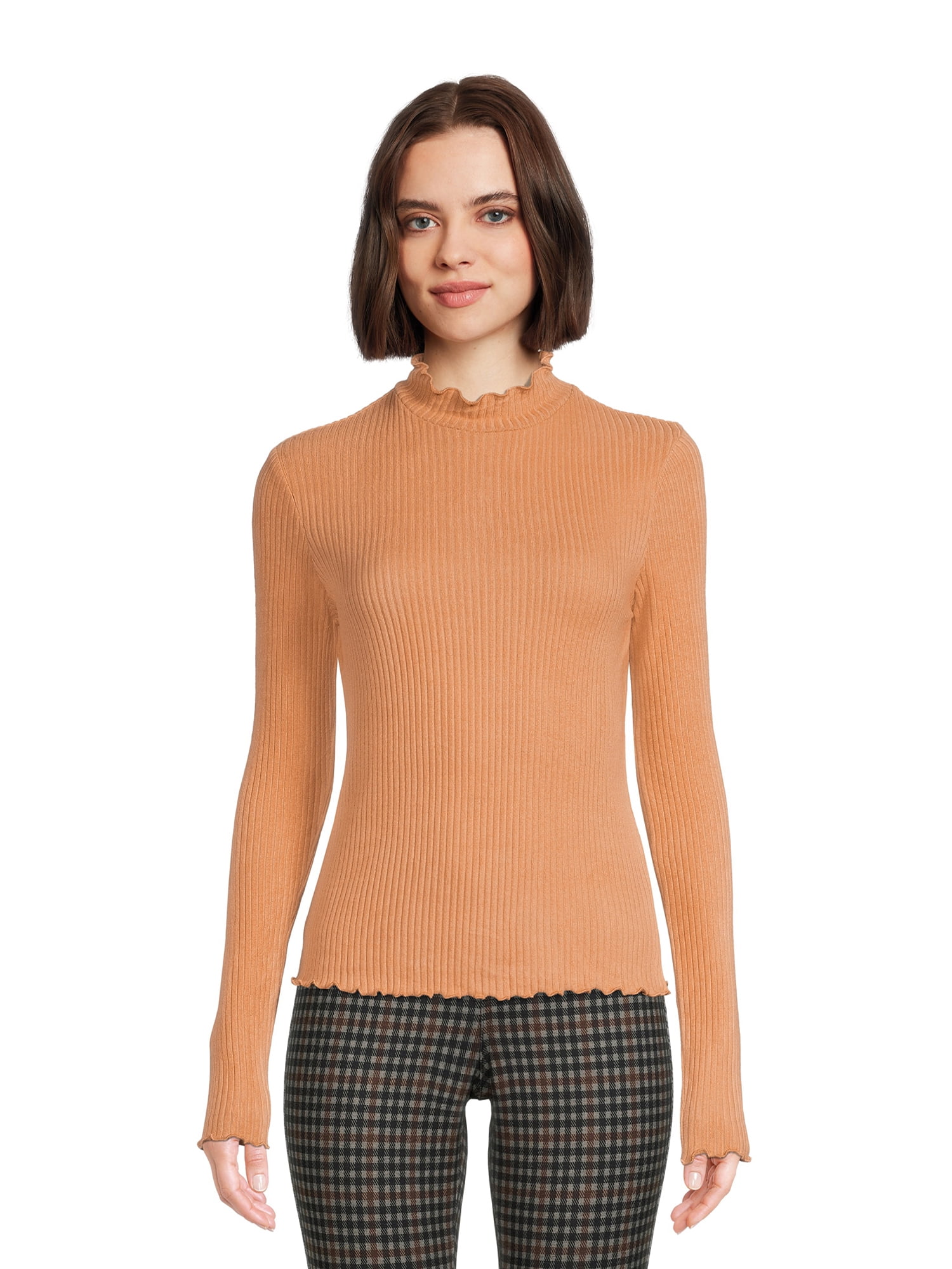 Self Esteem Juniors Mock Neck Ribbed Top - Walmart.com