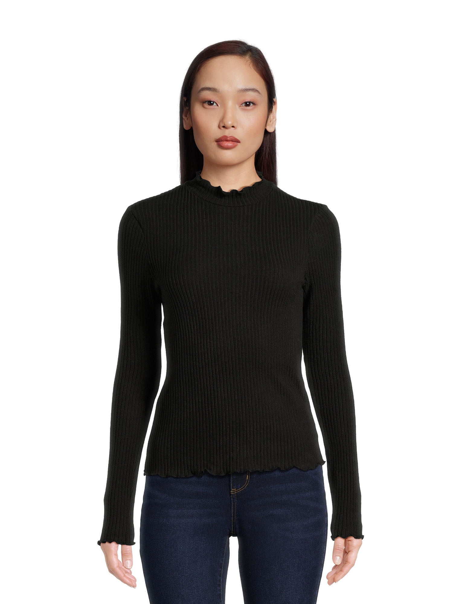 Self Esteem Juniors Mock Neck Ribbed Top - Walmart.com