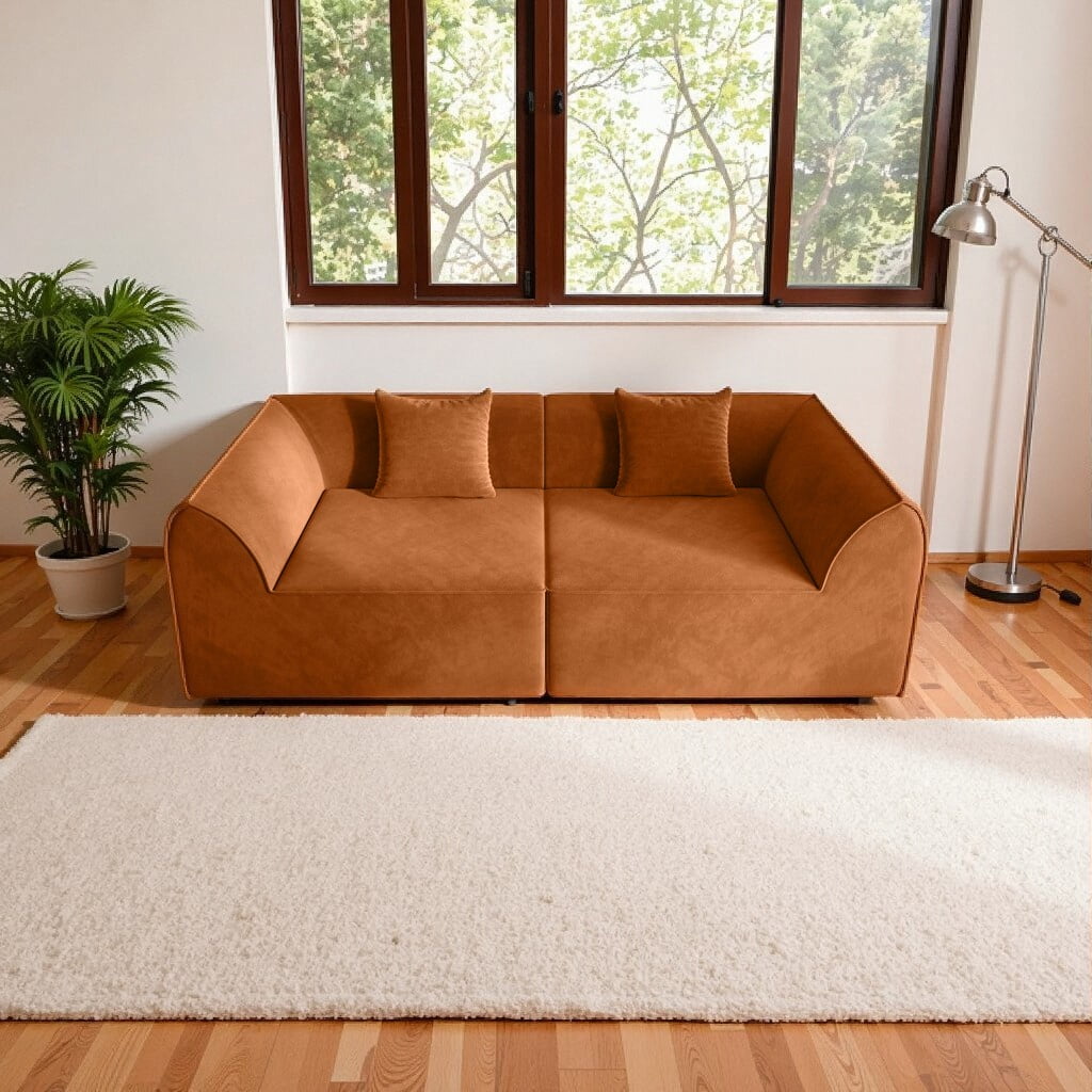 Self-Expanding Compressed Memory Foam 2-Seater Sofa Daybed with Plush ...