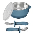 Self-Feeding Silicone Suction Bowl, Stainless Steel Tableware Set with ...