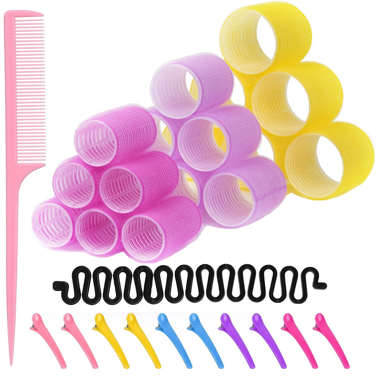 Self Grip Hair Rollers Set,18 Pcs 3 Size Hair Curlers,Hair Rollers for ...