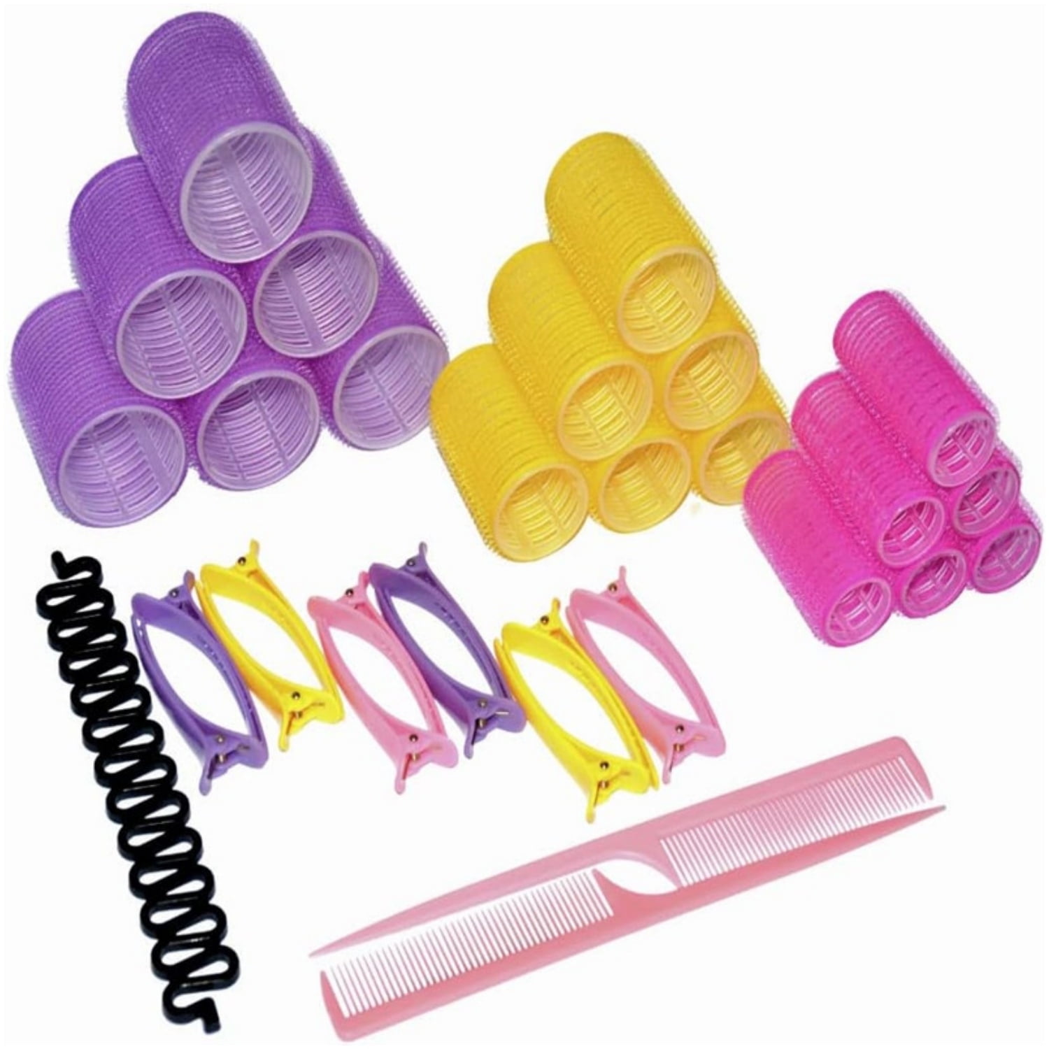 Self-Grip Hair Rollers Set Hair Roller Curlers with Clips & Comb ...