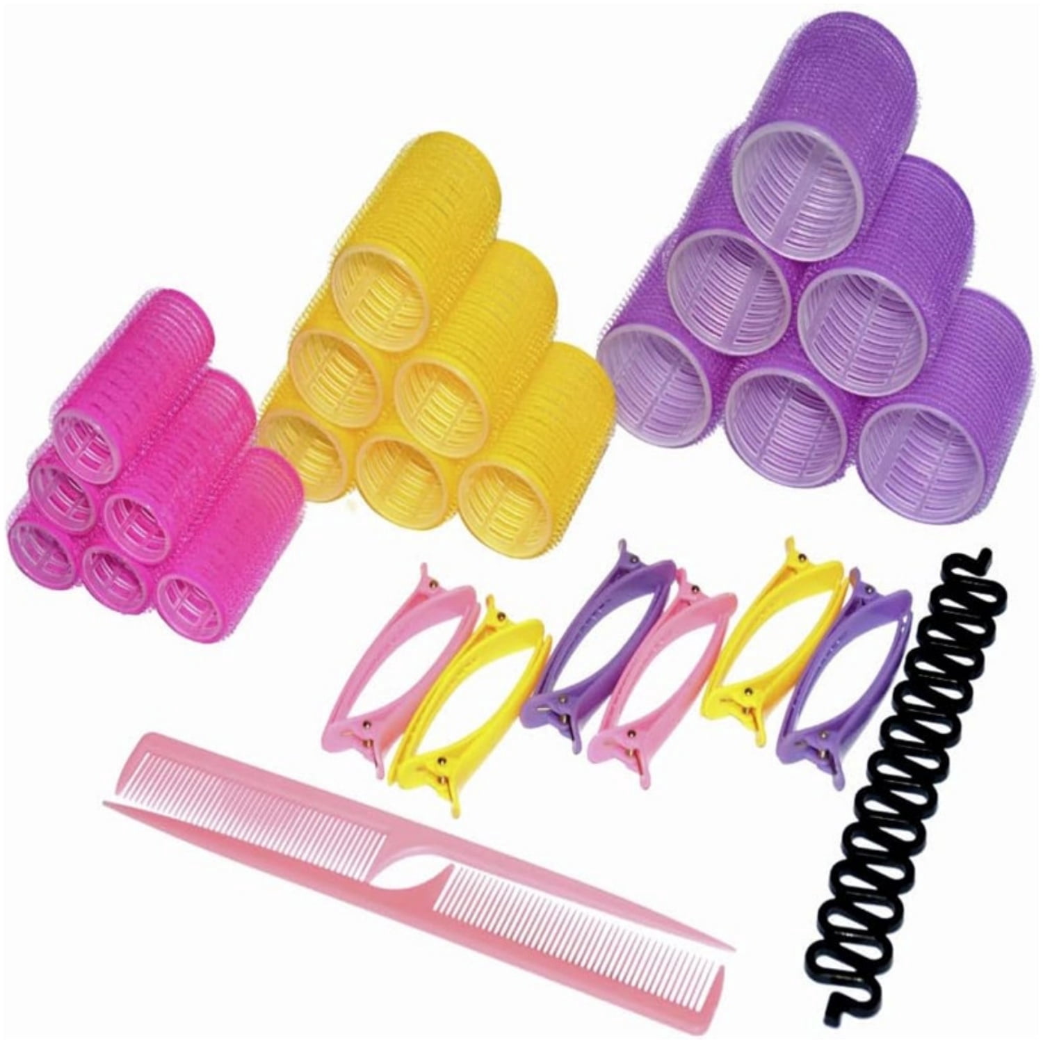 Self-Grip Hair Rollers Set Hair Roller Curlers with Clips & Comb ...