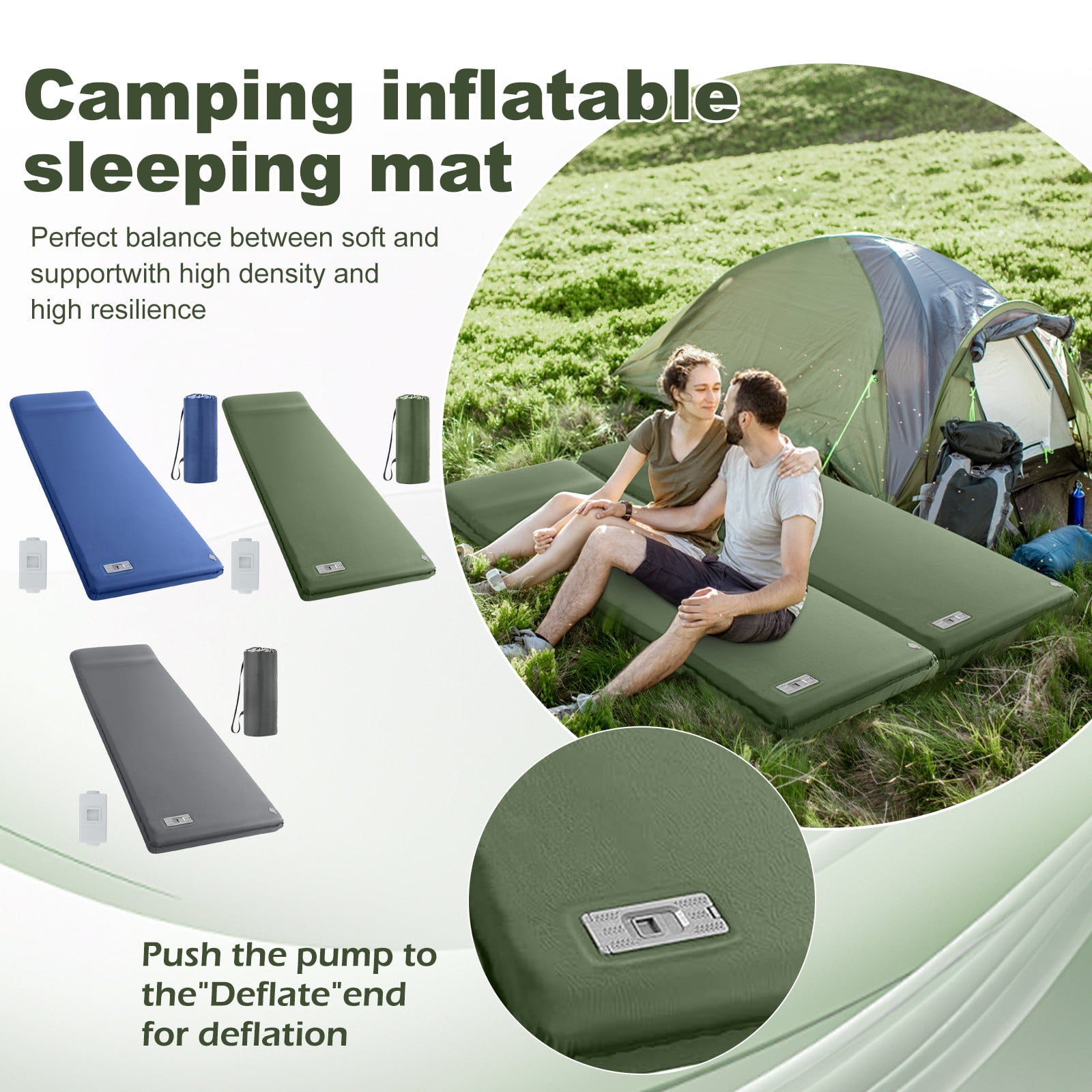 Self-Inflating Sleeping Pad, 3.1" Thick Premium Camping Mattress ...