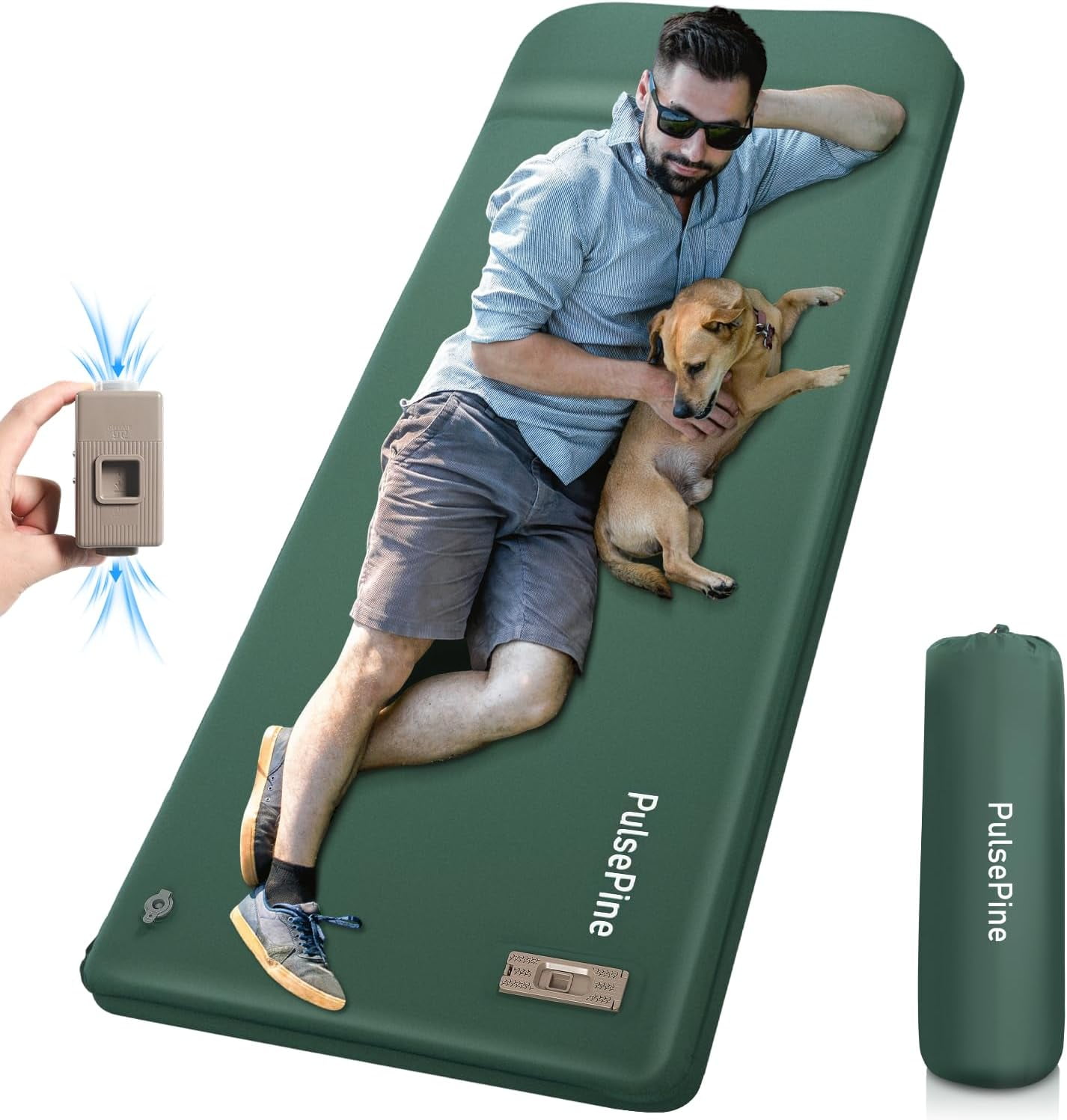 Self Inflating Sleeping Pad with Electric Pump, 3.1" Thick Memory Foam ...