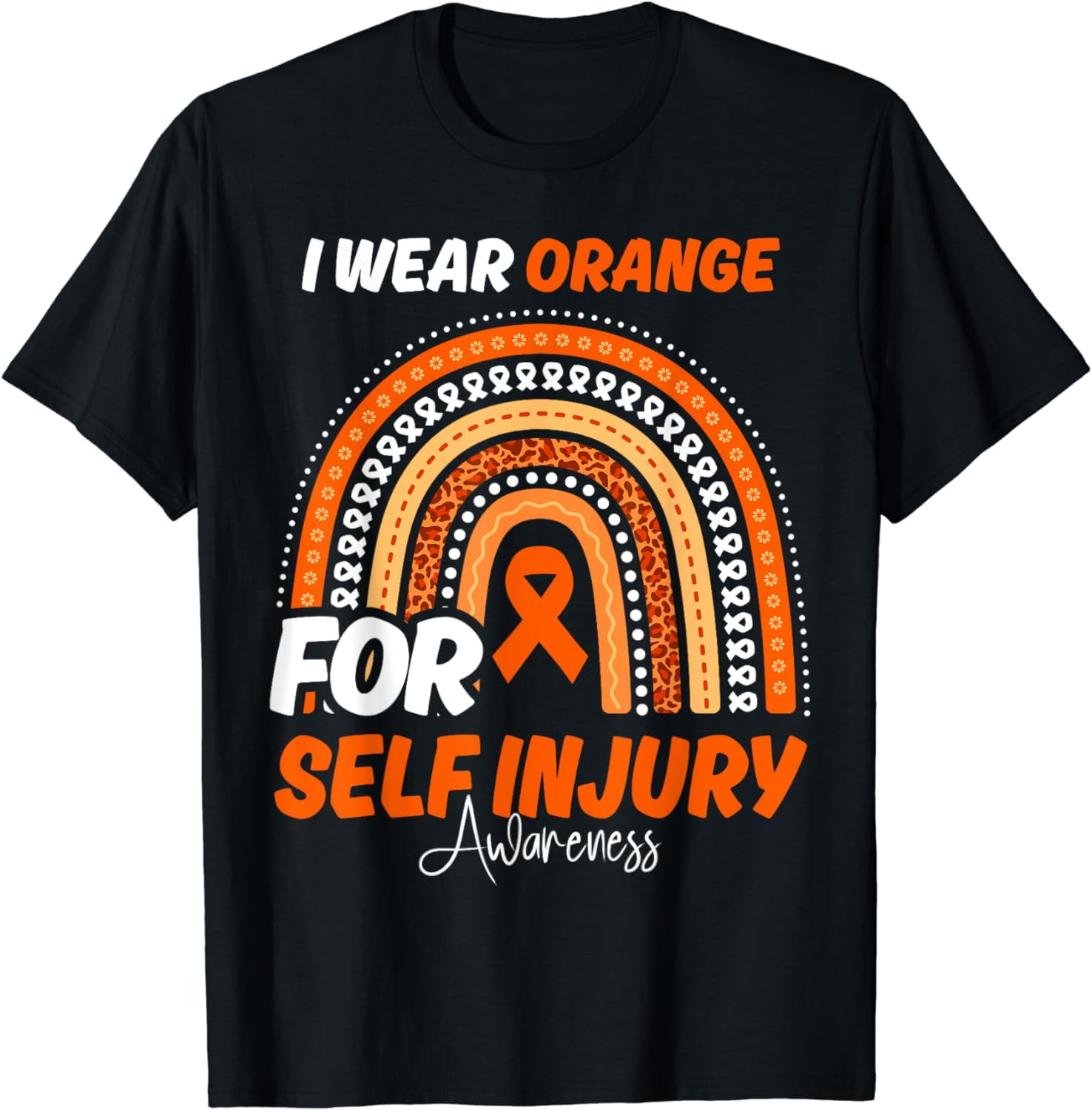Self Injury Awareness Month Orange Ribbon Rainbow T-Shirt - Walmart.com