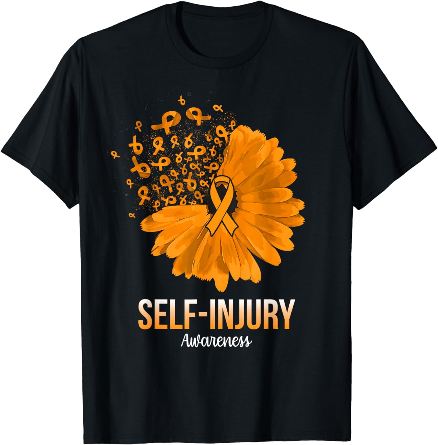Self-Injury Awareness Orange Ribbon Flower T-Shirt - Walmart.com