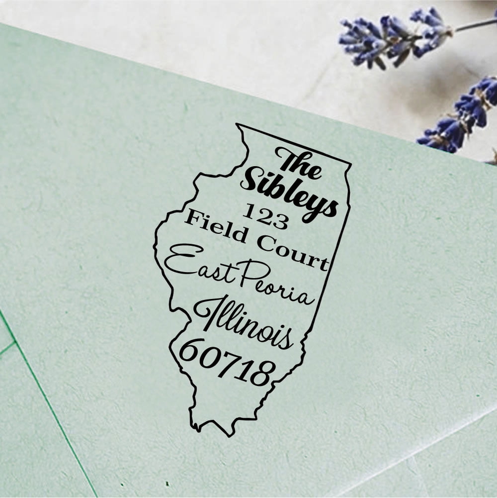 Self Inking Custom Return Address Stamp| Illinois Map Return Address ...