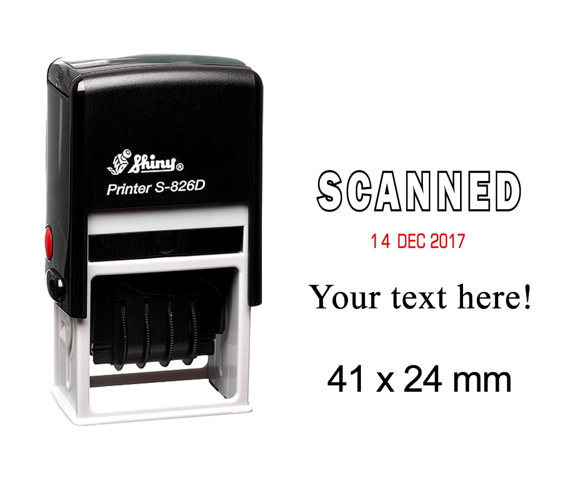 Self Inking Shiny Date Stamp With Scanned Your Text Here Text Ofiice ...