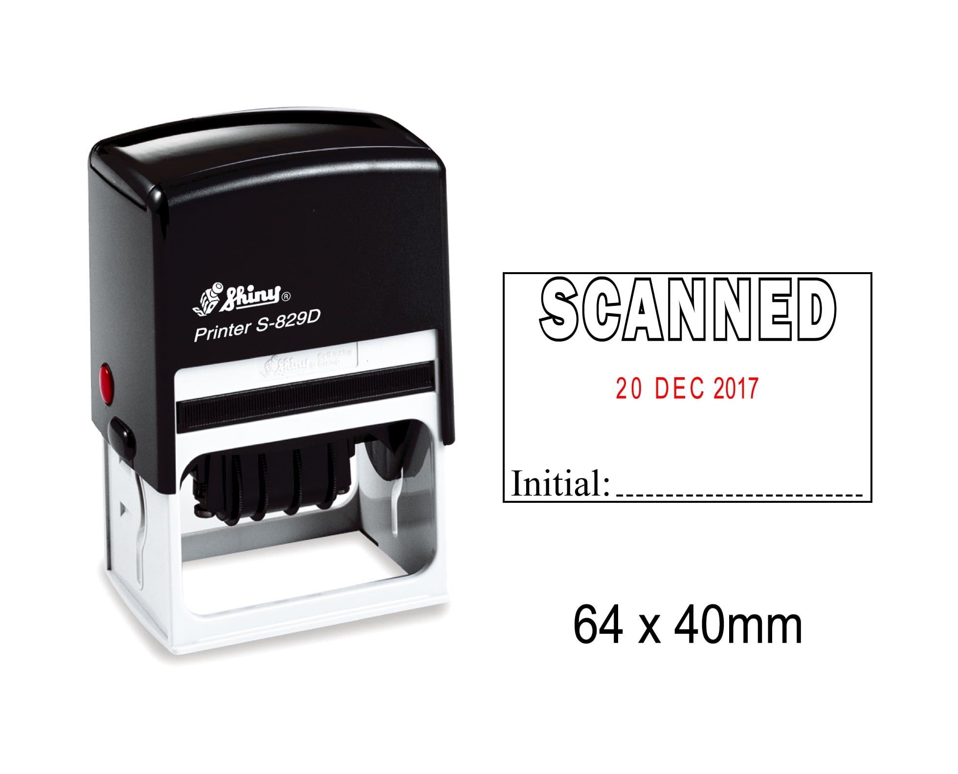 Self Inking Shiny Date Stamper With Scanned & Initial Text Office ...
