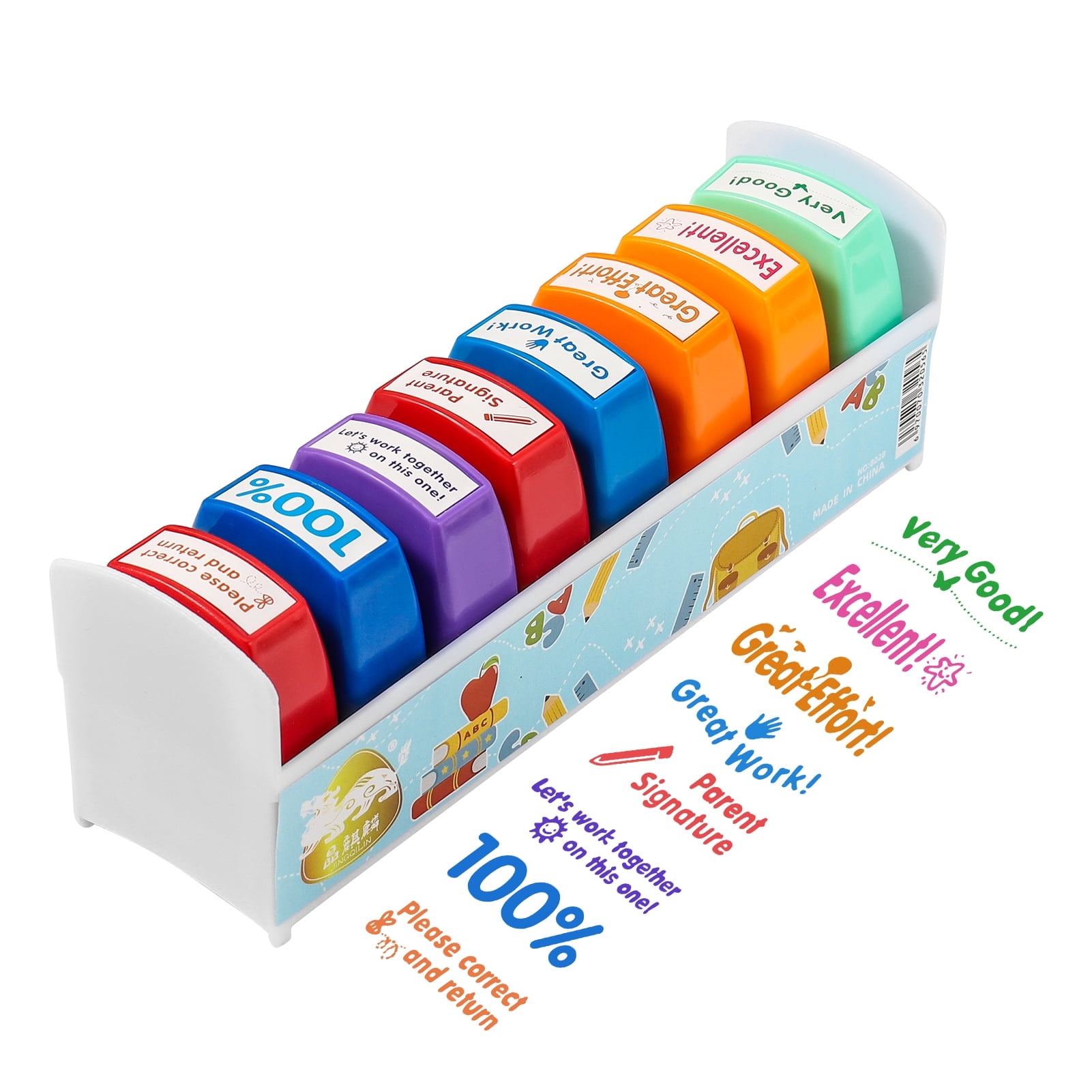 Self-Inking Teacher Stamps Set Colorful School Grading Stamp Set ...