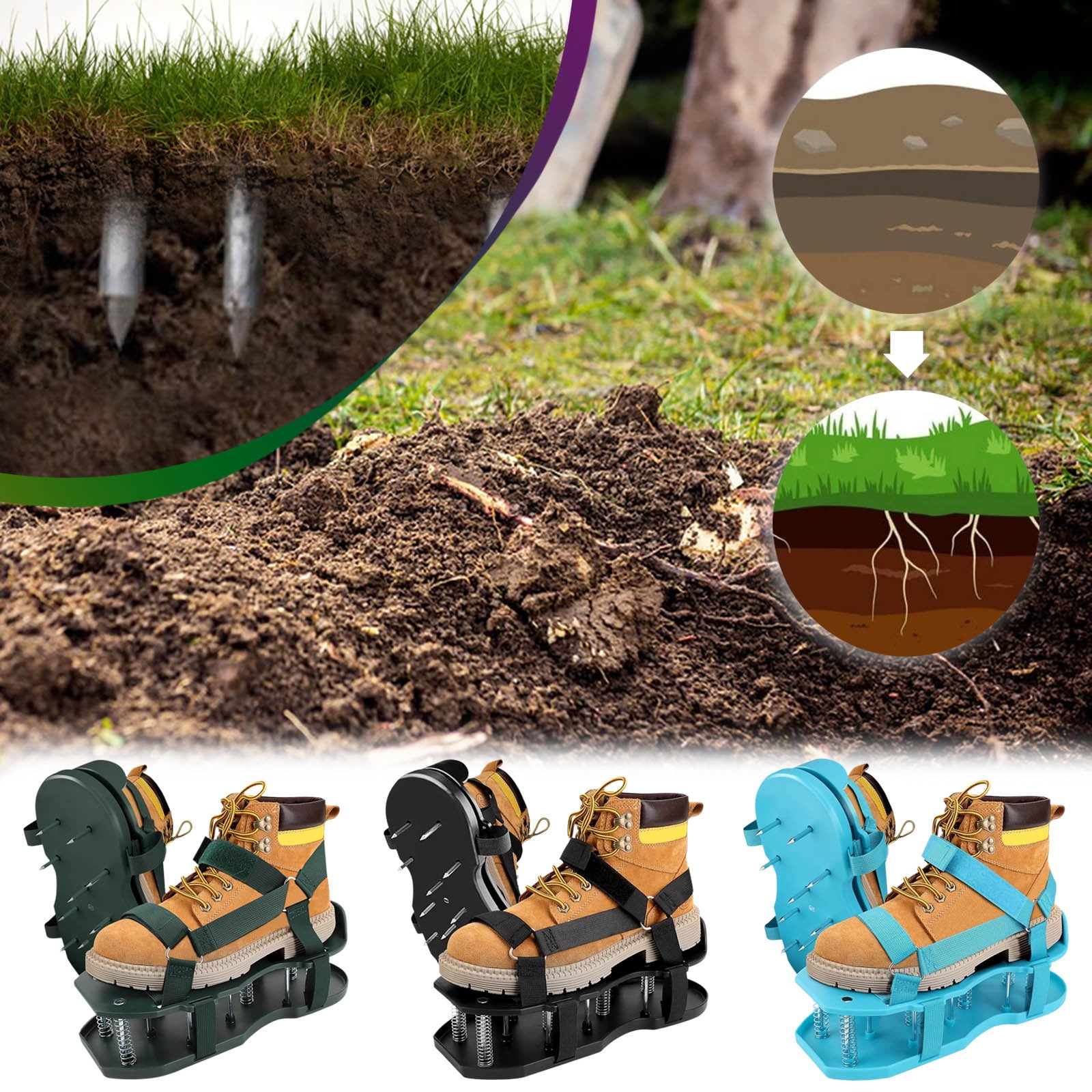 Self-Leveling Aerated Lawn Care Shoes | Grass Aeration Spikes With ...
