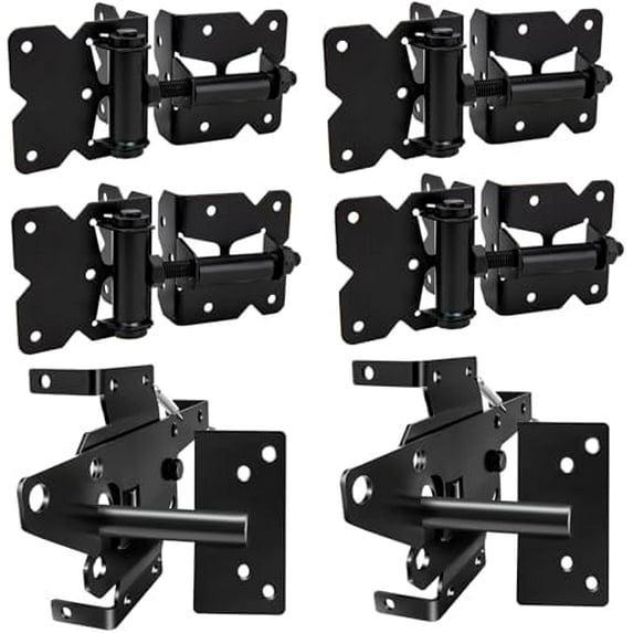 Self Locking Gate Latch and Gate Hinges Set Heavy Duty Hardware Hinges ...